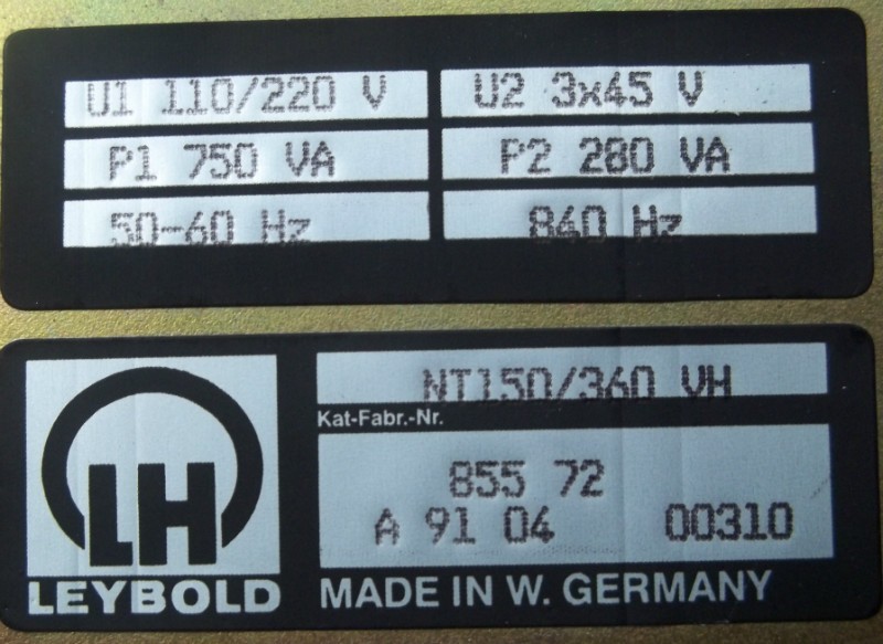 Leybold Turbotronik NT 150/360 VH