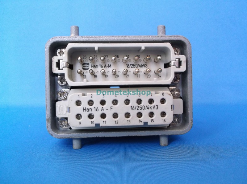 Harting Han 16 A-F + Han 16 A-M, 32 cables