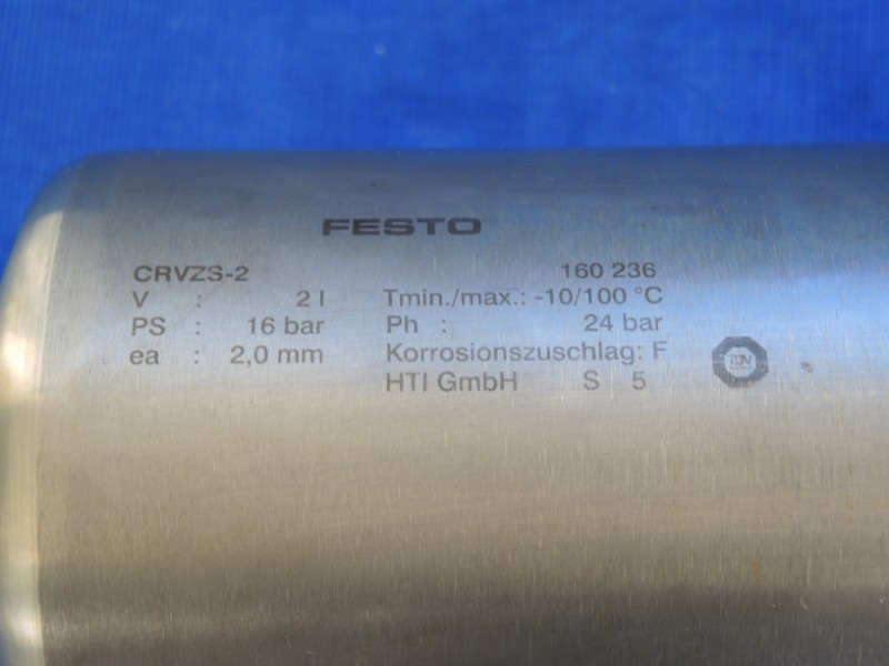 Festo CRVZS-2 160236 Air Reservoir, 2 Ltr