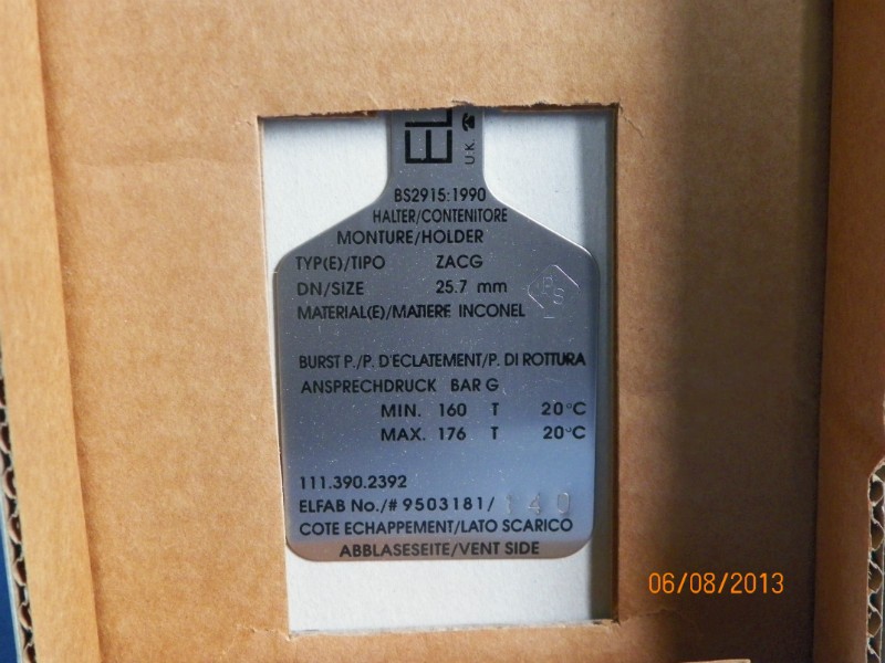 Elfab Bursting/Rupture Disc ZACG